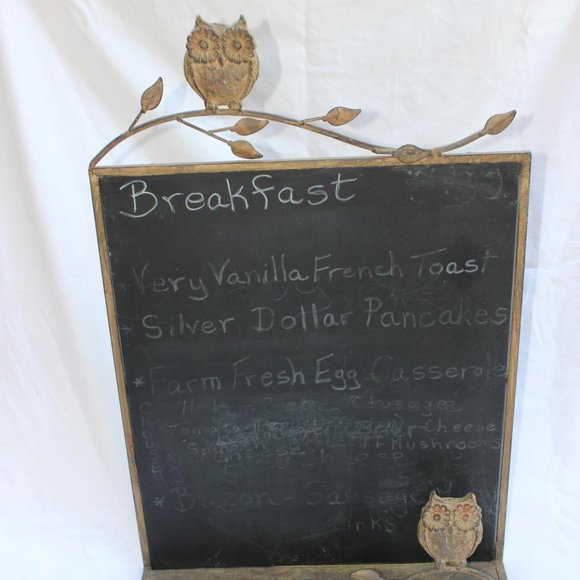 Accents | Large Metal Owl Frame Wall Blackboard Chalkboard With Shelf ...